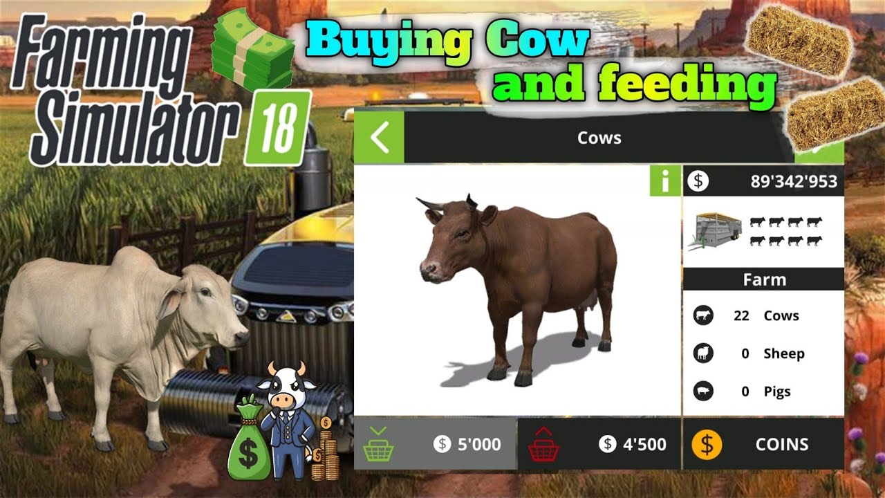 Buying Cow and feeding | Farming simulator 18 | Cow feeding | Buying ...