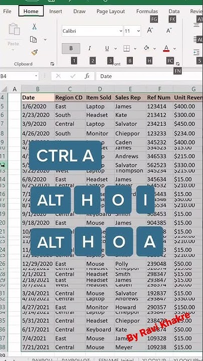 Excel Trick Auto Fit ROW & COLUMN by using shortcut key ALT H.O.I , ALT H.O.A - YouTube