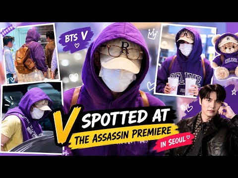 BTS V LIVE 🔴 Spotted Purple Hoodie Look at The Assassin VIP Premiere Goes Viral 