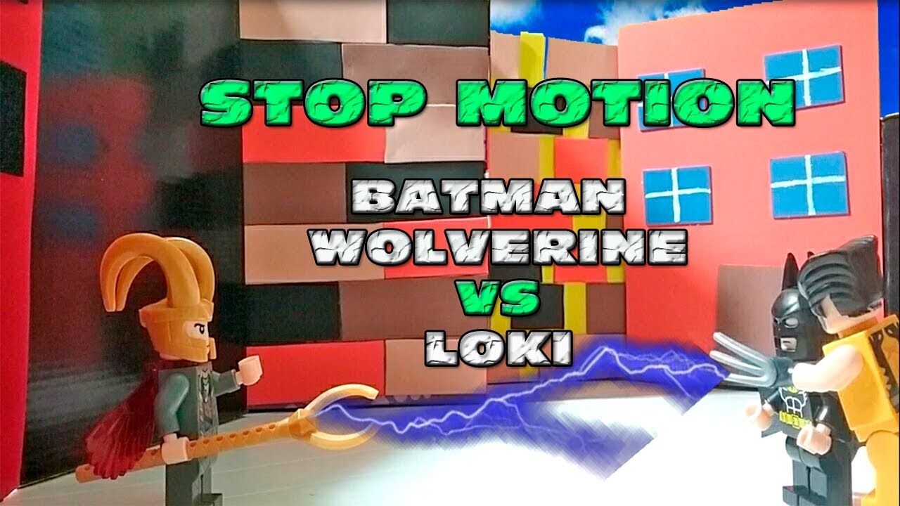 Batman, Wolverine vs Loki stop motion - YouTube