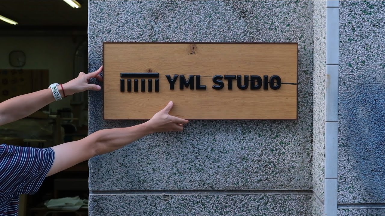 Use leftover flooring to making a studio sign - YouTube