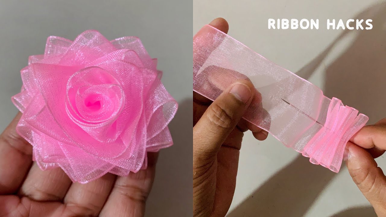 DIY Ribbon Rose flowers-How to make ribbon rose -Creating Rose Flower ...