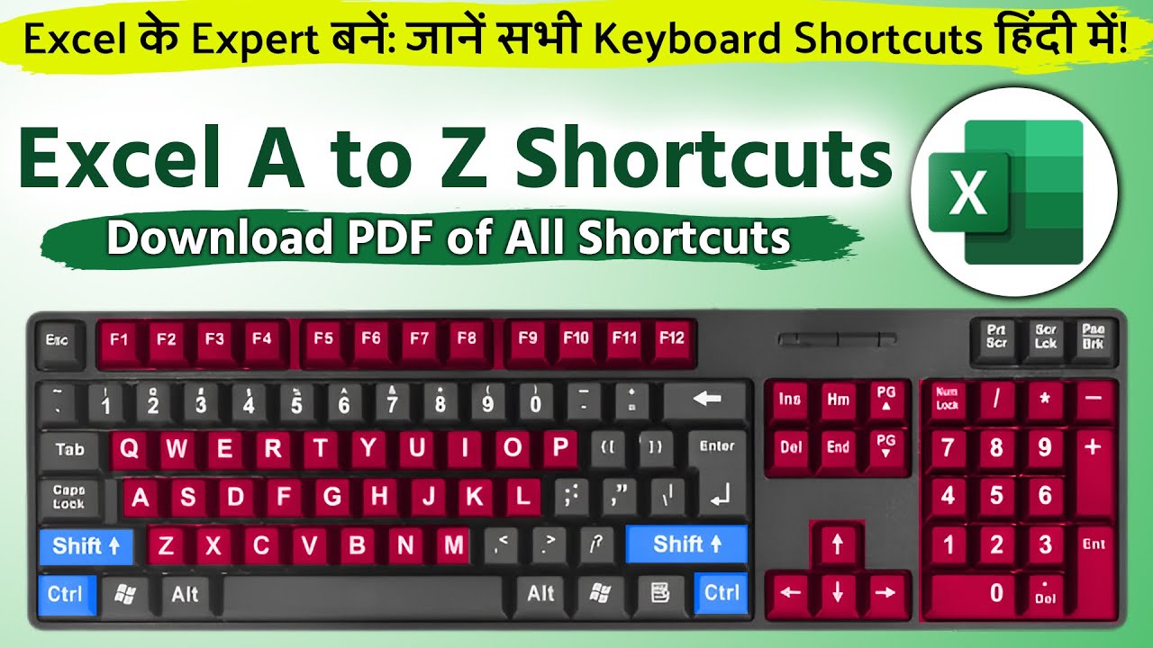 A to Z Excel Shortcuts: All Excel Shortcut key in Hindi - YouTube