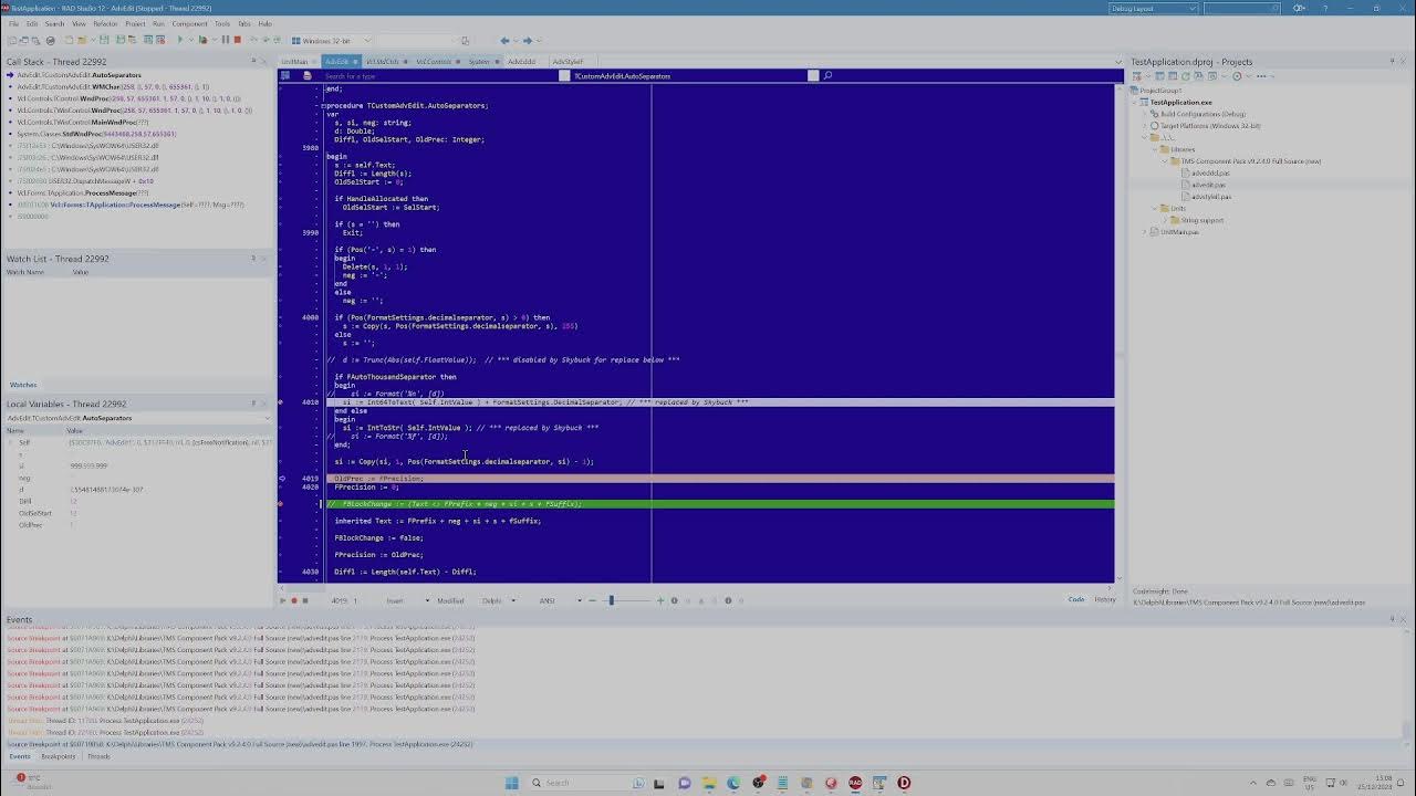 RAD Studio 12, VCL Application with advanced edit crashing... - YouTube