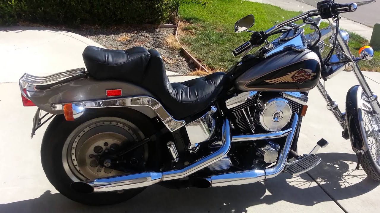 1997 Harley Davidson FXSTC Warm up - YouTube