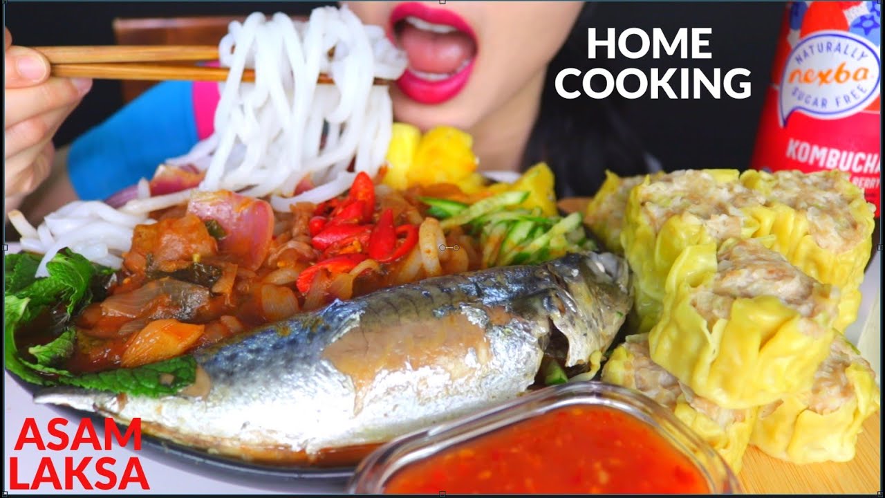 ASMR SPICY NOODLE SOUP, ASAM LAKSA, SOUTH EAST ASIAN FOOD, DIMSUM ...