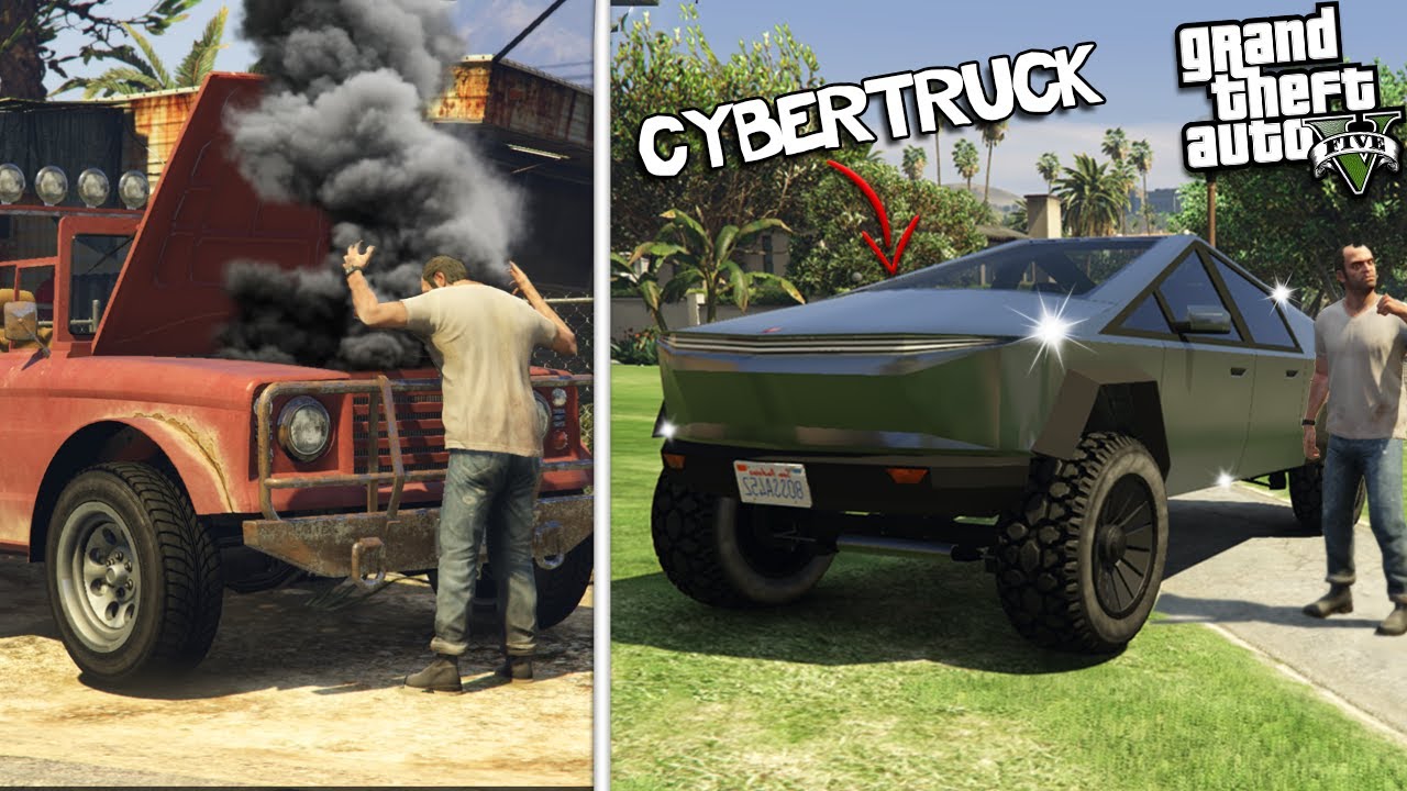 TREVOR gets a NEW TESLA CYBERTRUCK (GTA 5 Mods) - YouTube