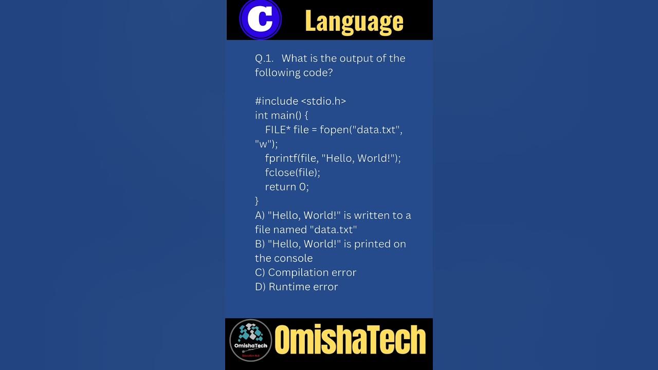 File Handling Programming Mcqs Shorts Viral Omishatech Filehandling Cprogramming Youtube