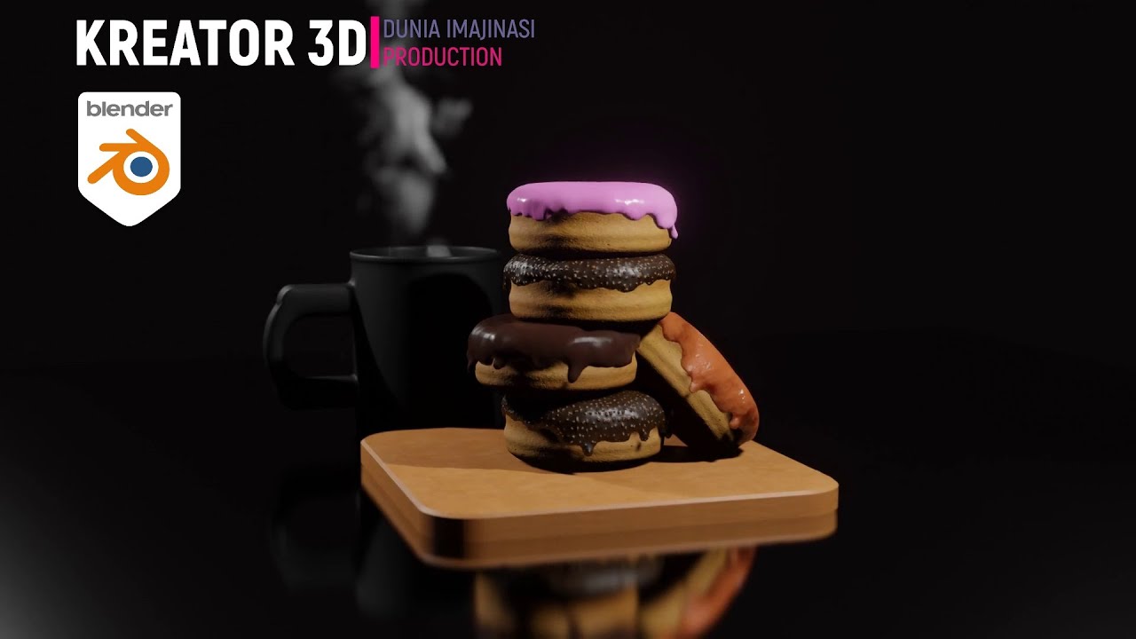 BLENDER 3D 3x - TUTORIL MUDAH MEMBUAT KUE DONAT - YouTube