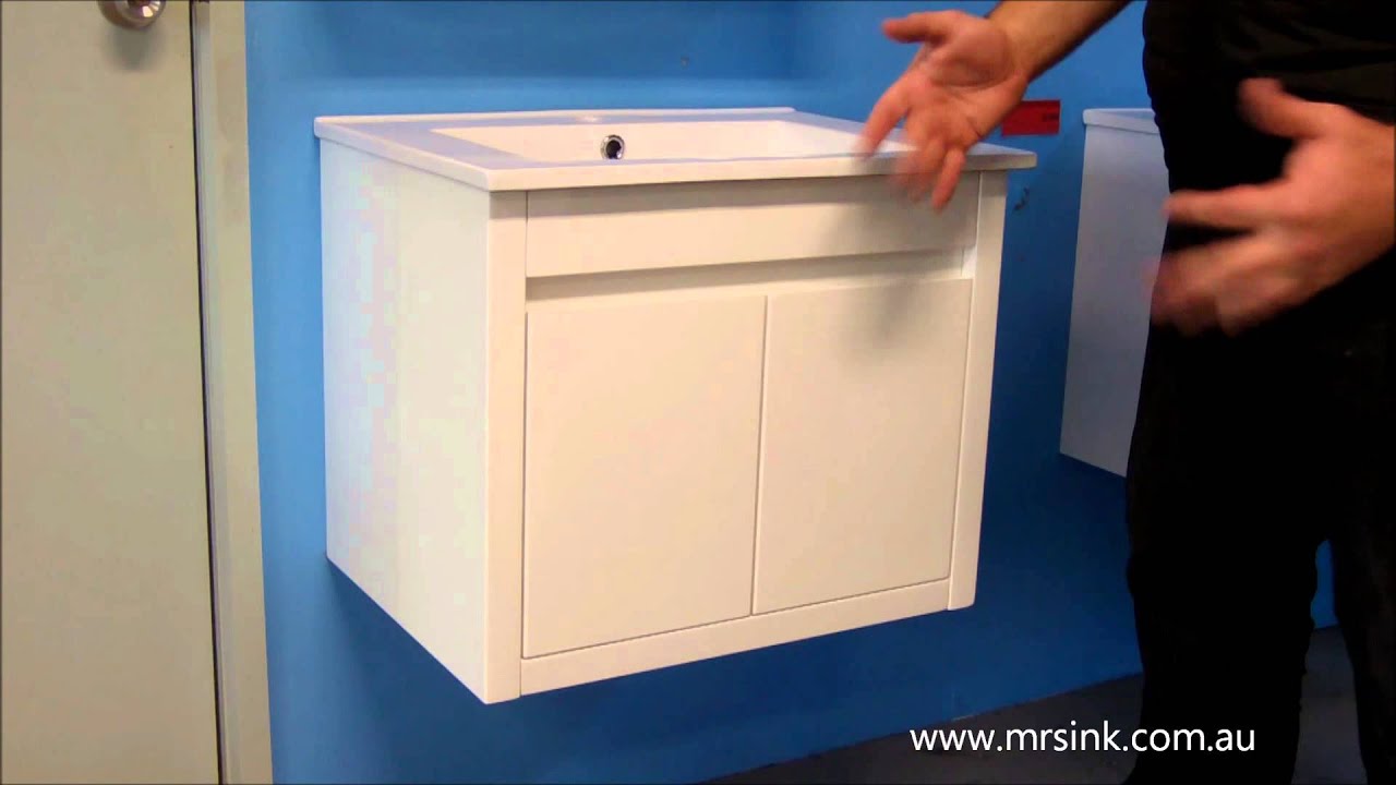 600mm Shadowline Wall Hung Vanity Unit - YouTube
