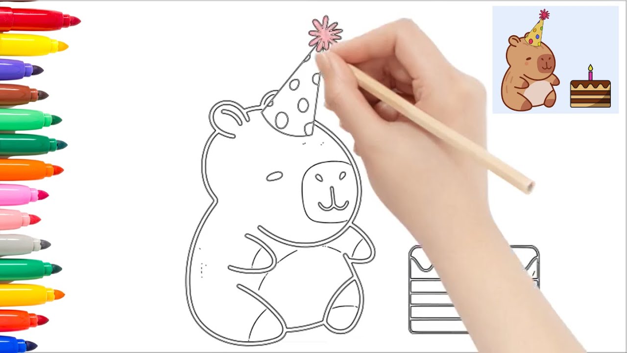 Draw capybara with cake - draw cute sandwich - nice capybara - vẽ đồ ăn ...