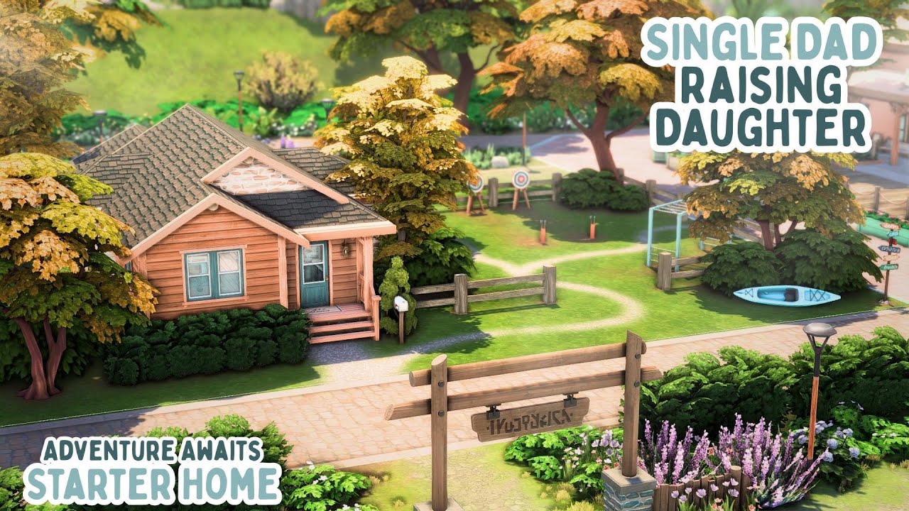 Single Dad Starter Home🏹The Sims 4 Adventure Awaits Speed Build - YouTube