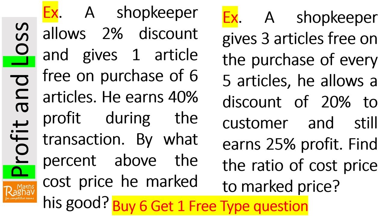Shopkeeper allows 2% discount and gives 1 article free on purchase of 6 ...