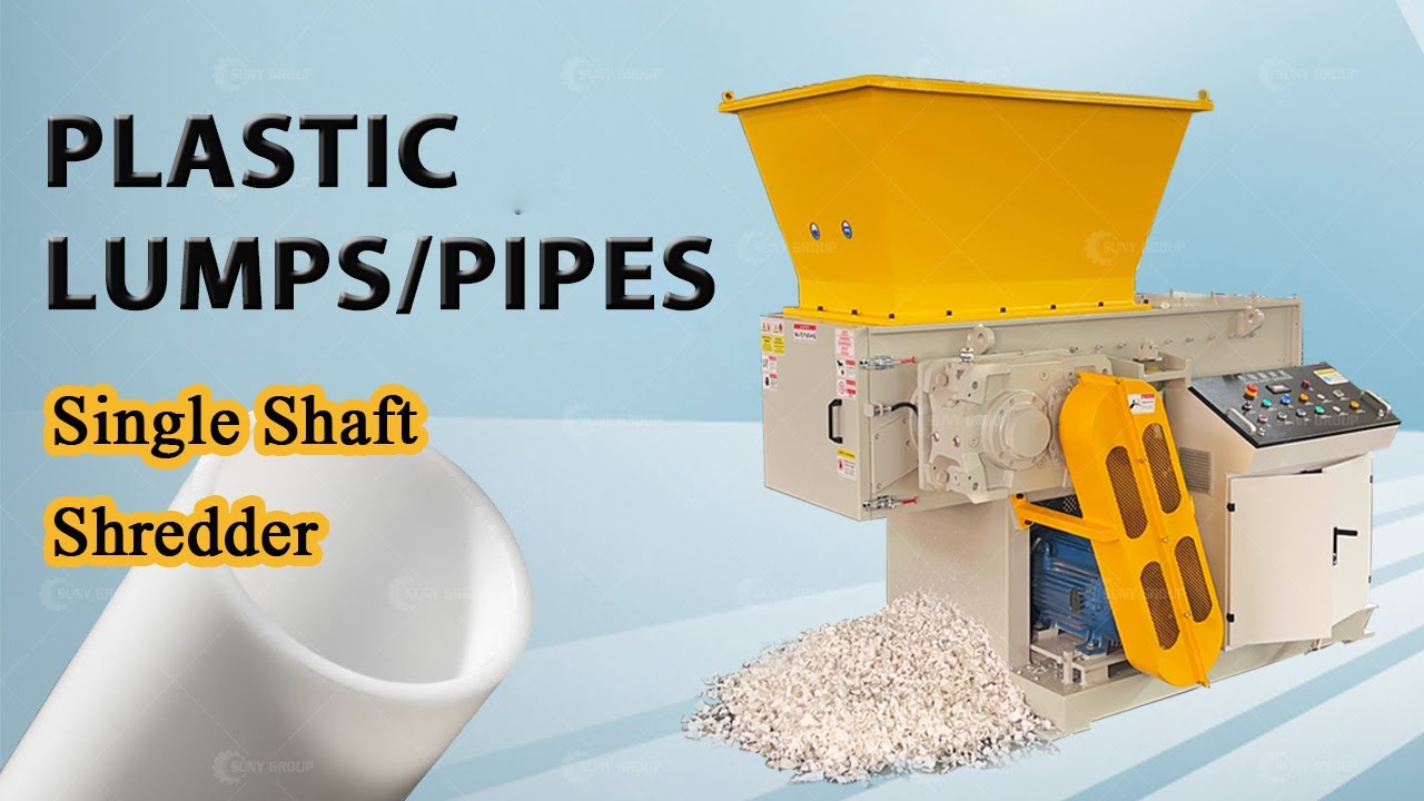 Plastic Lumps/Pipes Recycling - Single Shaft Shredder - YouTube