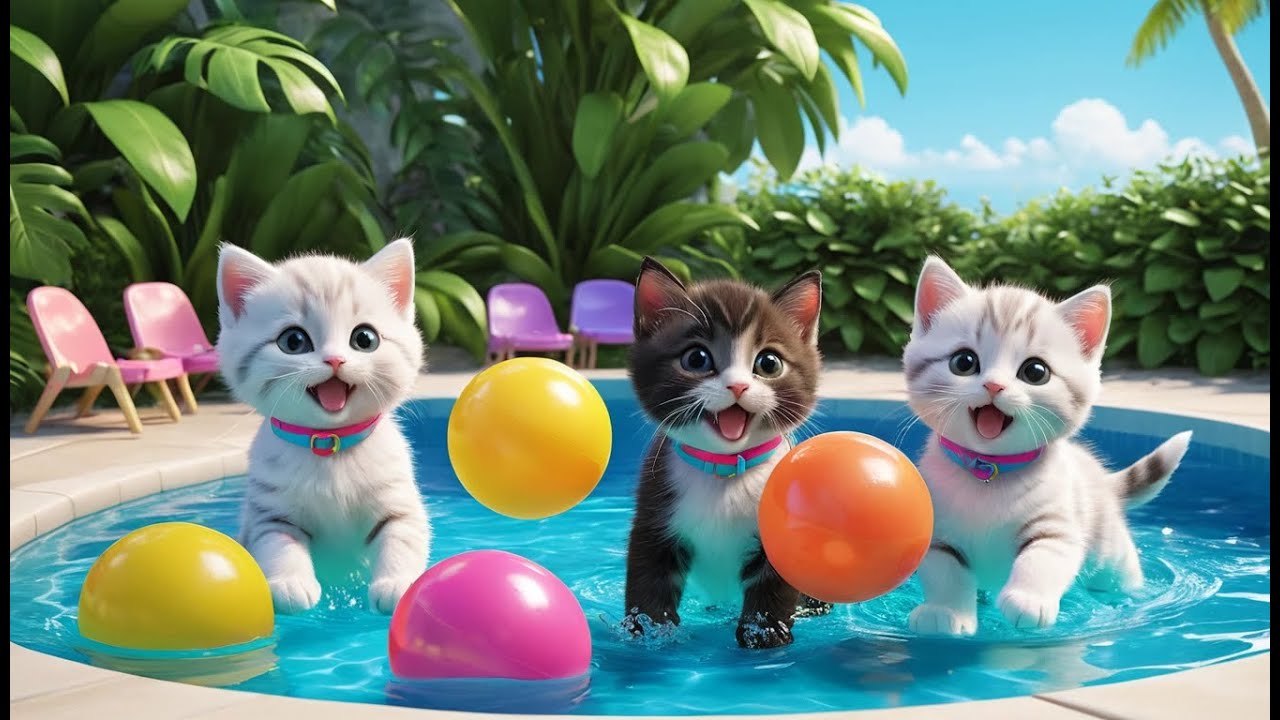 Six Little Kittens Jumping in the Pool | Fun Kitten Song for Kids ...