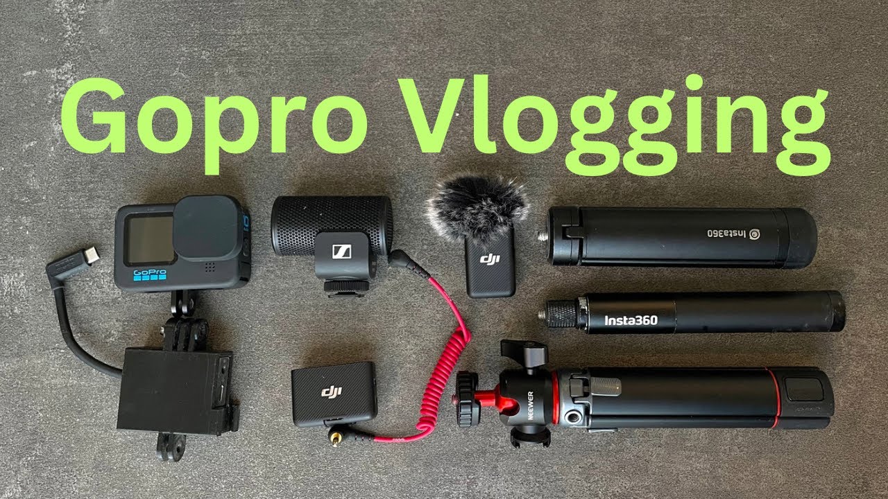 Gopro vlogging setup - mic adapter, tripod, selfie stick - YouTube