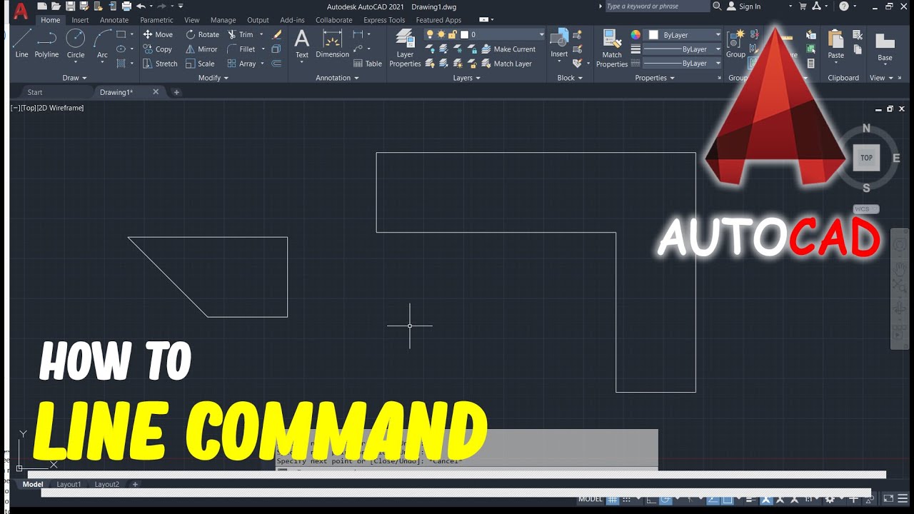 AutoCAD How To Use Line Command - YouTube