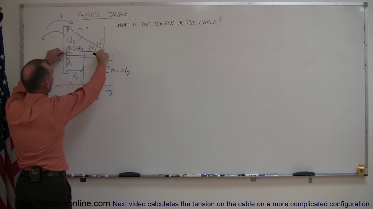 Physics Mechanics Torque 1 of 7 Mass on Rod and Cable - YouTube
