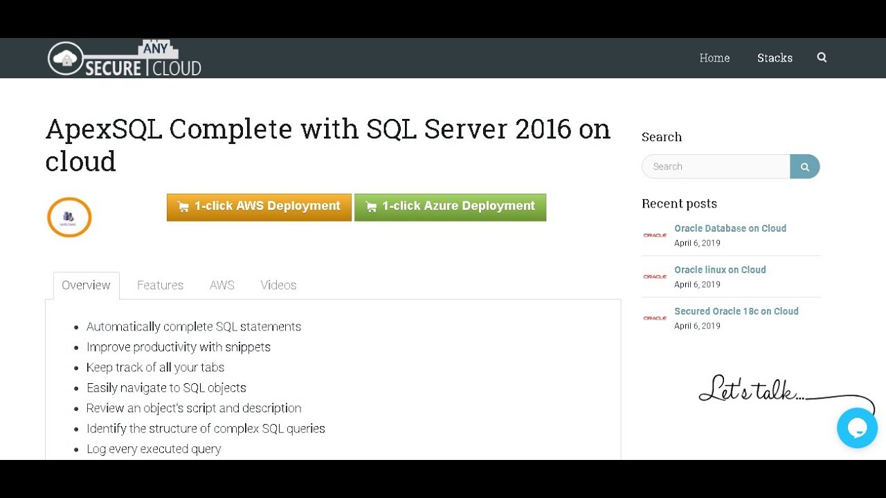 Ready SQL Tool ApexSQL Complete on Windows 2012 Deploy on Azure , AWS ...