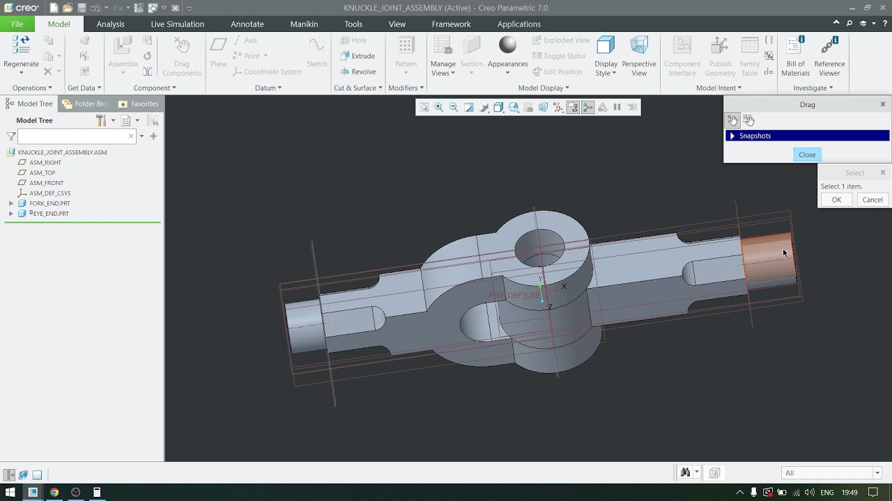 PTC Creo Assembly Knuckle Joint - YouTube