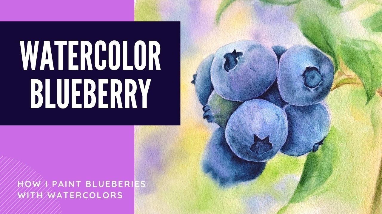 Painting Watercolor Blueberry-How I paint blueberries with watercolors ...