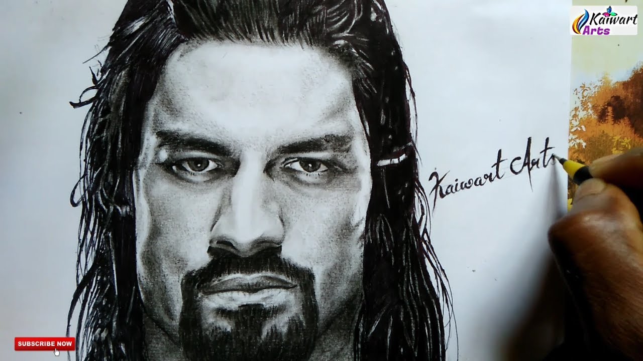 Roman Reigns Drawing । How To Draw Roman Reigns - YouTube