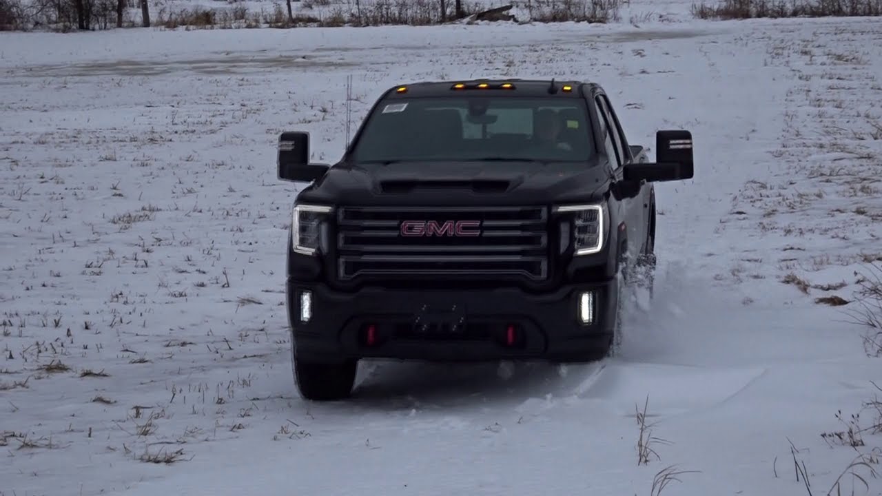 2020 GMC SIERRA AT4 DURAMAX 2500 HD OFF ROAD Farmers field Snow covered ...