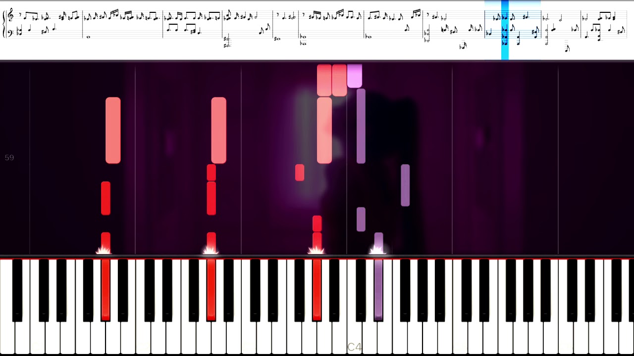7 Rings Piano TUTORIAL (Synthesia) with Sheet Music - YouTube
