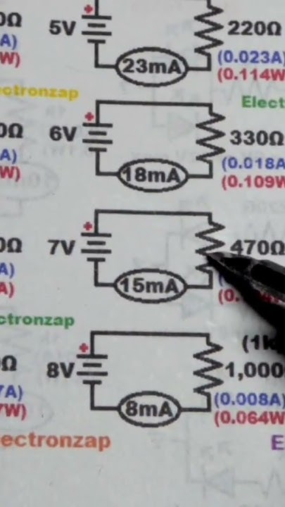 7 Volts Across 470 Ohm Resistor Current and Wattage For Beginners Learning Electronics # ...