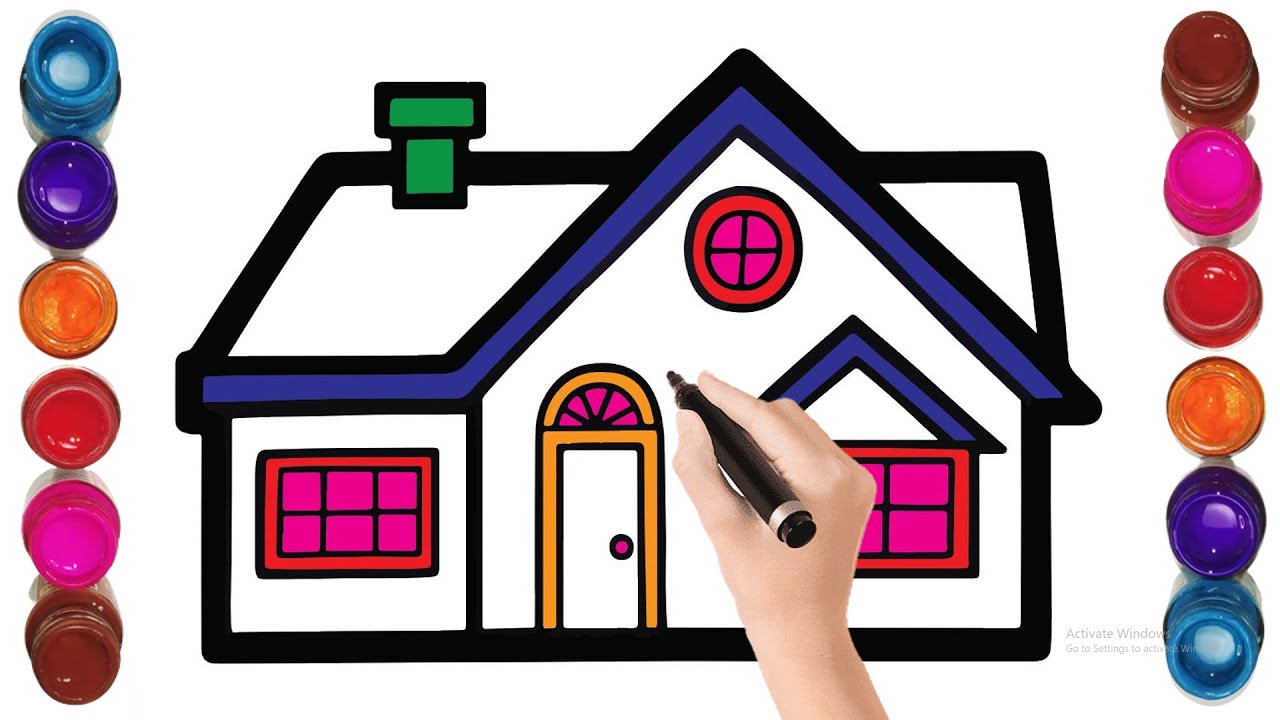 House Drawing, Painting, Coloring for Kids & Toddlers, House colors ...
