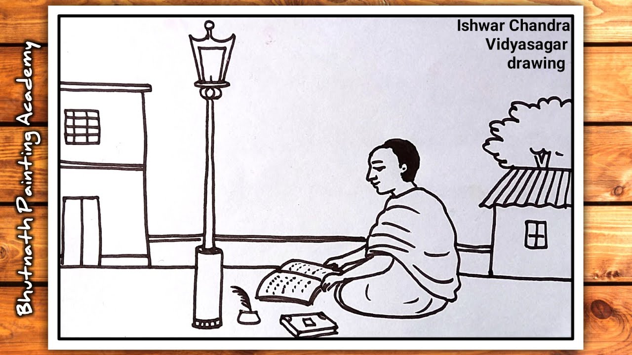 Pandit Ishwar Chandra Vidyasagar drawing outline - YouTube