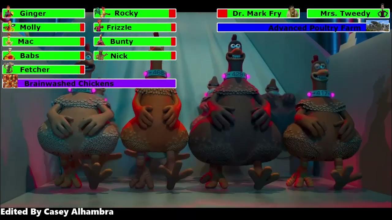 Chicken Run: Dawn of the Nugget (2023) Final Battle with healthbars 2/3 ...