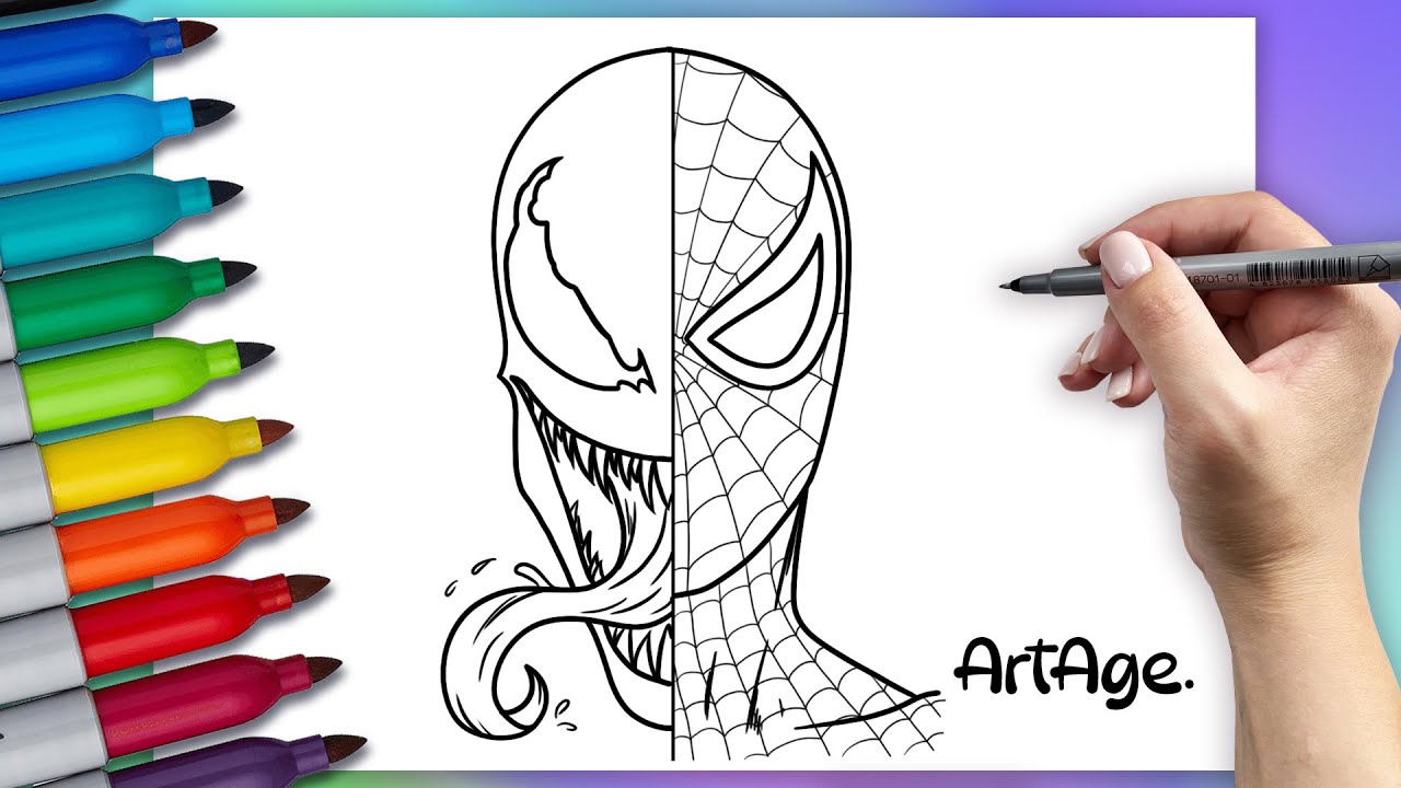How to draw a SPIDER-MAN VS VENOM || Spider-man VS Venom drawing ...