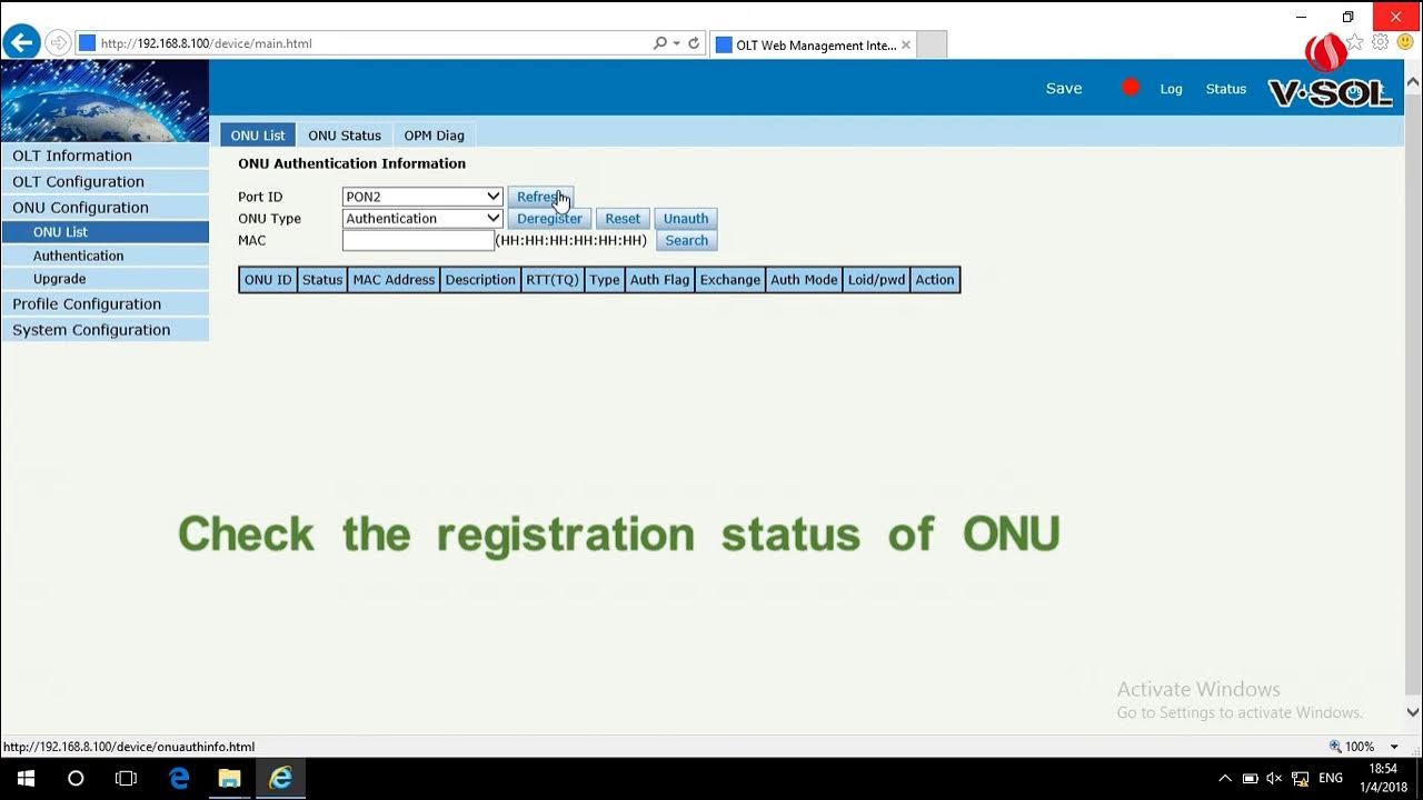 ONU registration mode - YouTube