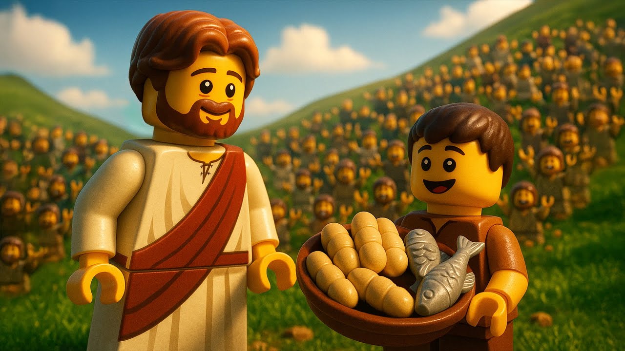 Jesus Feeds 5,000 | LEGO Bible Story Ai Animation - YouTube