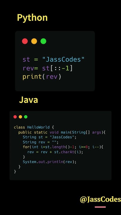 Python vs Java - Reversing a String | #coding #python #java #programming #codinglife - YouTube