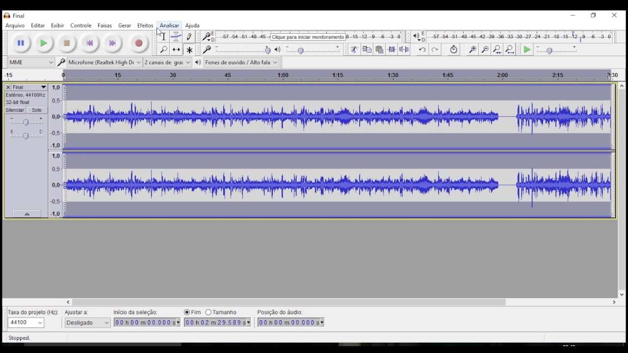 Audacity - Low, High e Notch filter - YouTube