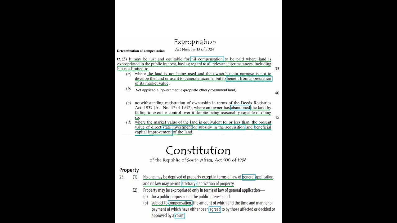 Expropriation Act 13 of 2024 South Africa. Let's read the actual words ...