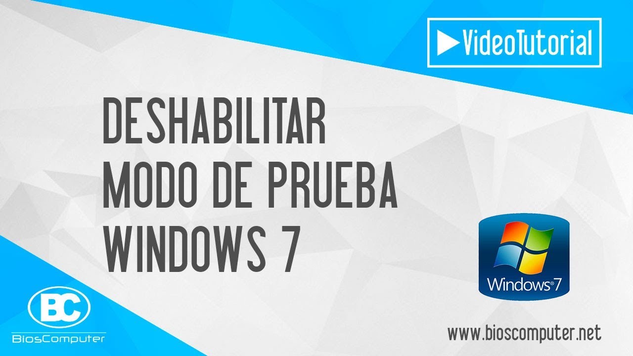 Deshabilitar Modo De Prueba Windows 7 [SOLUCIÓN] BiosComputer - YouTube