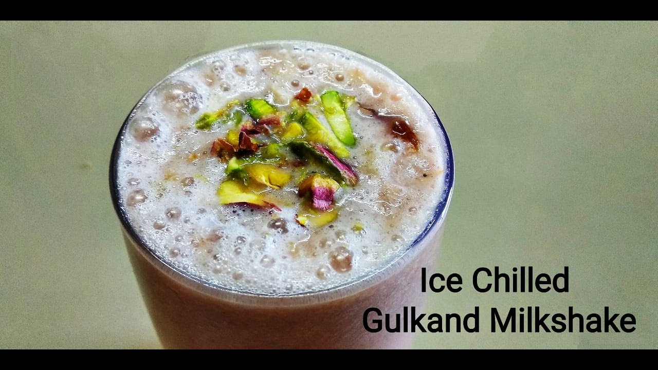 Ice chilled Gulkand Milkshake | गार गार ठंड गार गुलकंद मिल्क शेक ...
