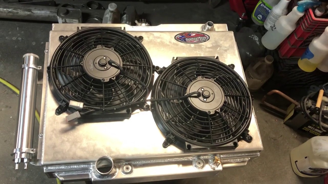 68 mustang radiator, fan shroud, and overflow tank test fitting - YouTube