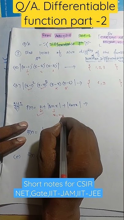 Important Q/A from Differentiable function.Helpful for CSIR NET,GATE,IIT-JAM,IIT-JEE,M.Sc, B.Sc ...
