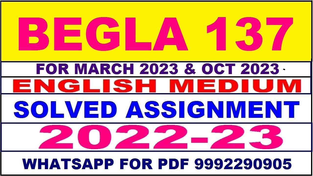begla 137 solved assignment 2022-23 in english | begla 137 solved ...