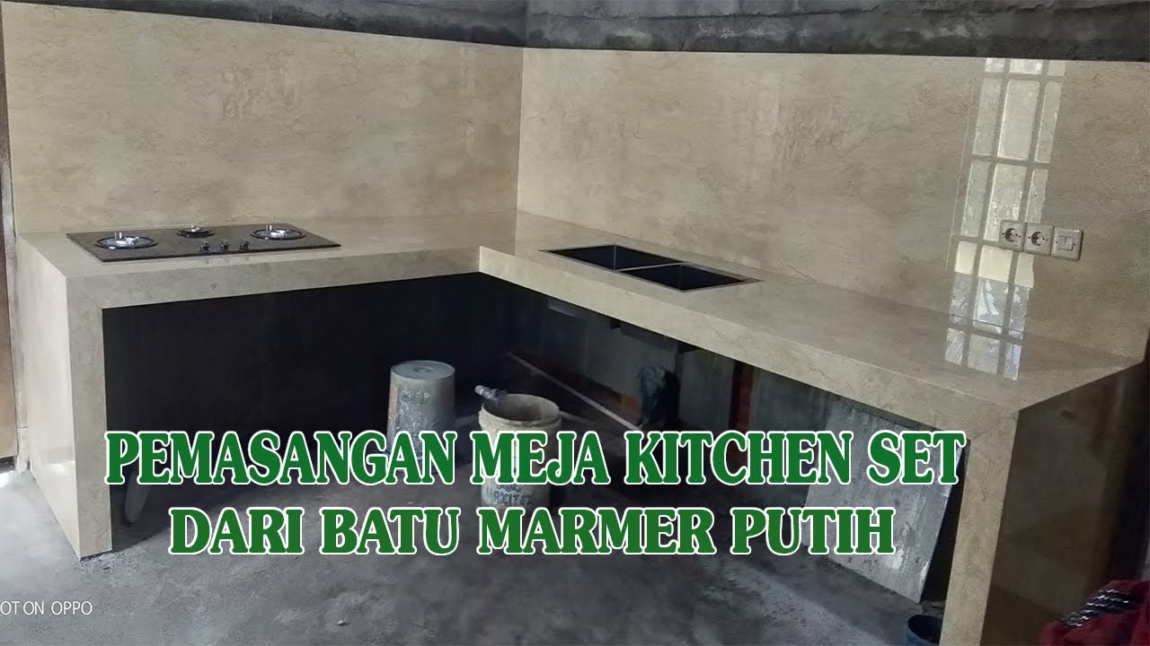 Meja Kitchen Set Batu Marmer Putih - YouTube