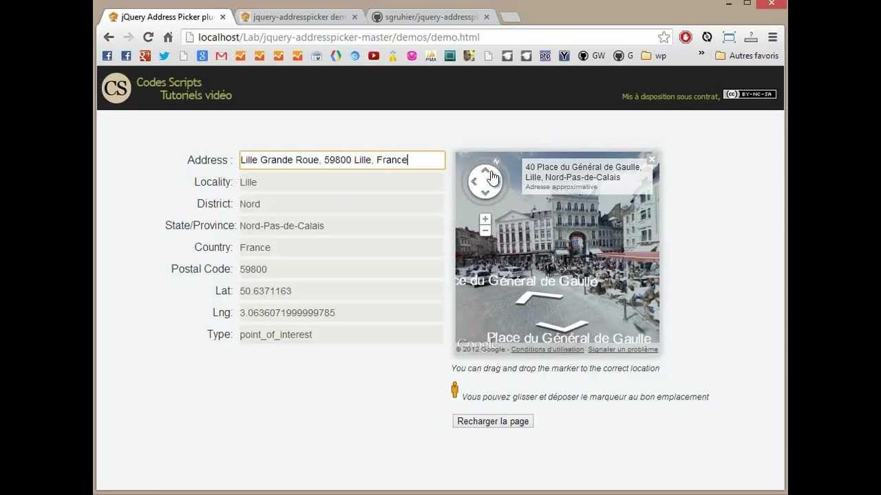 jQuery Address Picker plugin jQuery UI API Google Maps - YouTube