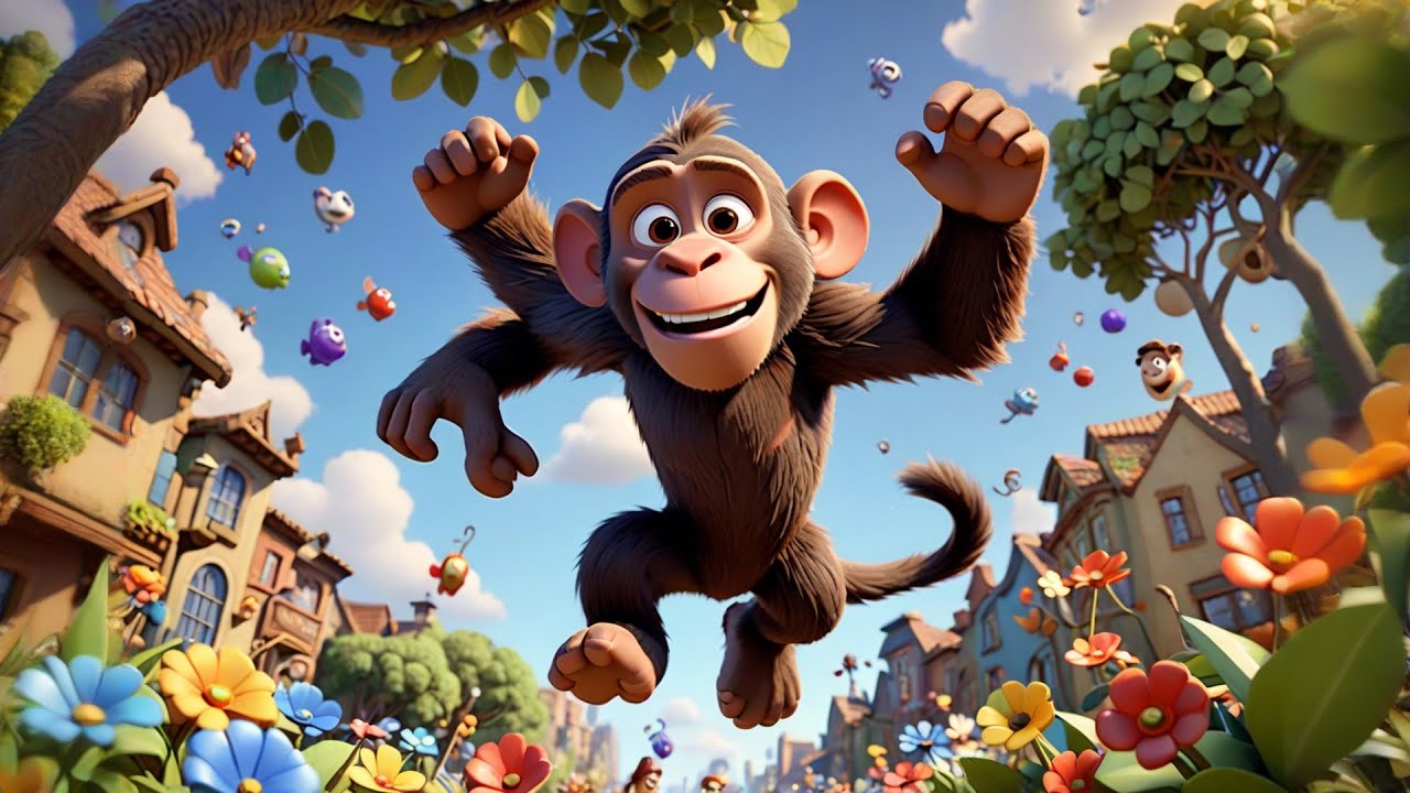 Four Cheeky Chimps Swing on Vines | Fun Animal Song for Kids | Nursery ...