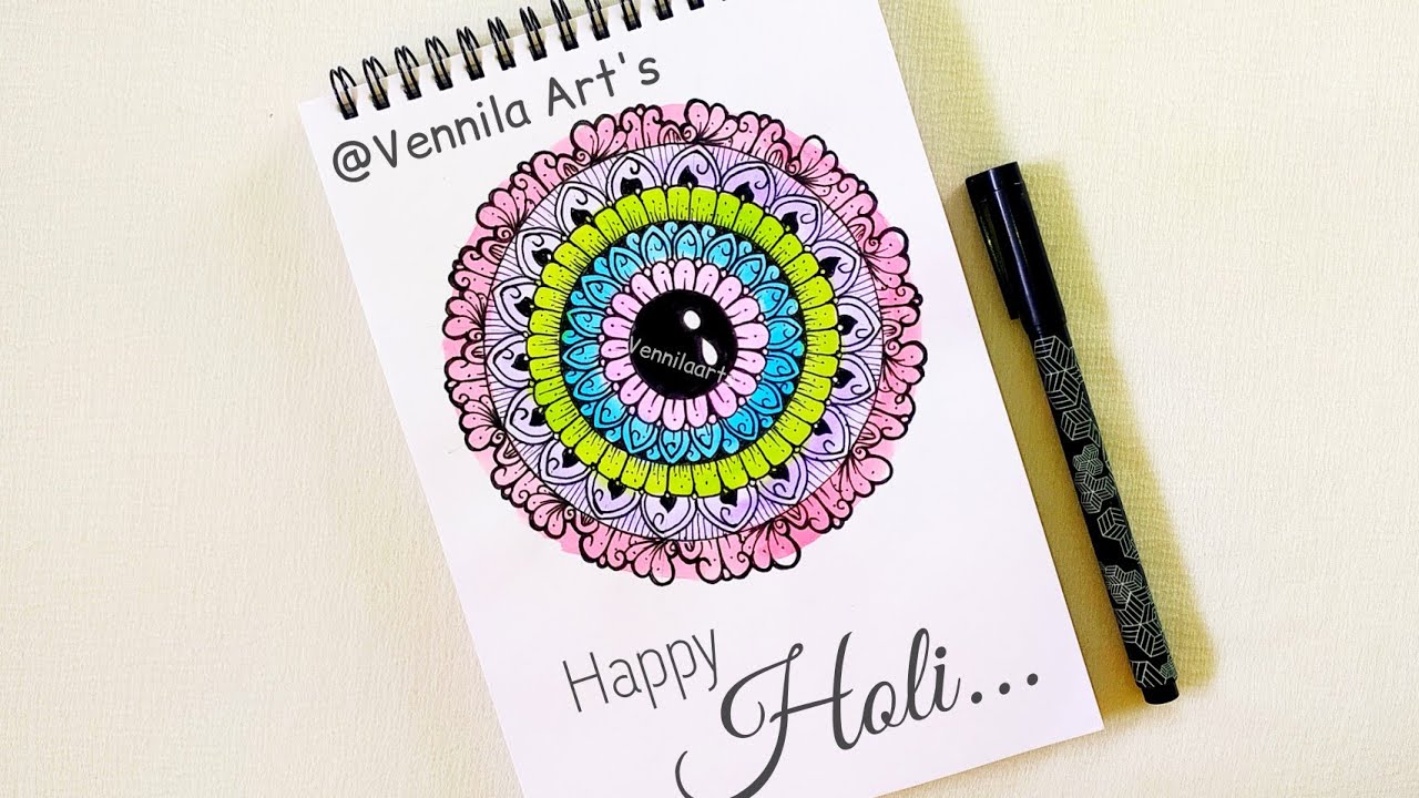 Holi Mandala Art|Happy Holi|Holi drawing|step by step mandala art|Holi ...
