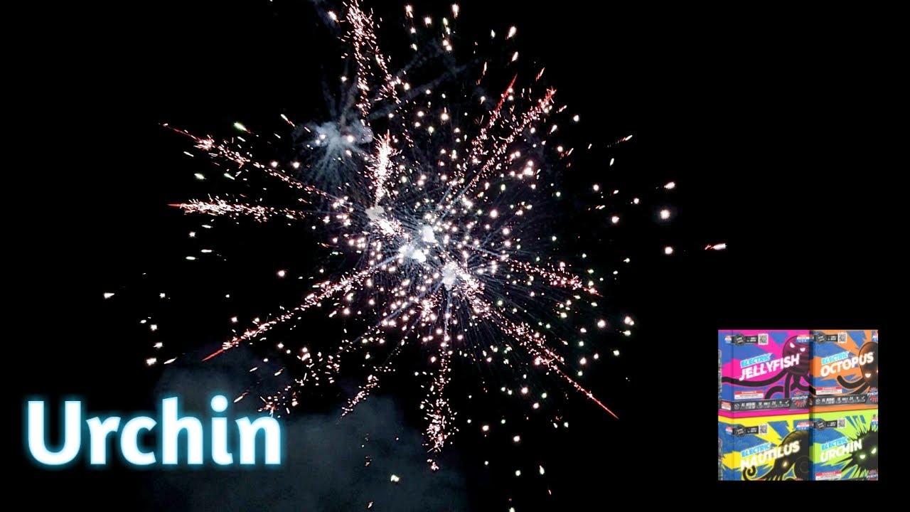 Electric 64 Shot XL Aerial Finale Set 'Pyrostar' Urchin, Red Apple ...