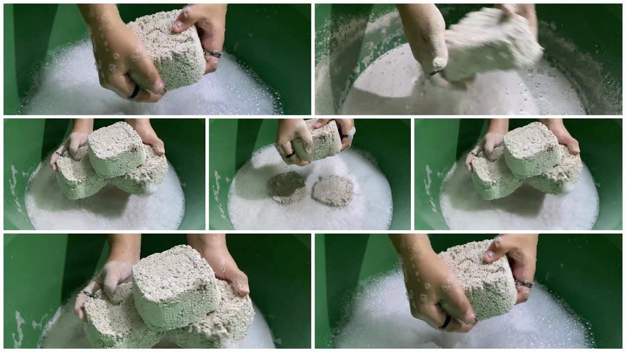 Grainy White Cement Crumbling In Foamy Water Square Shape Crumbling ...