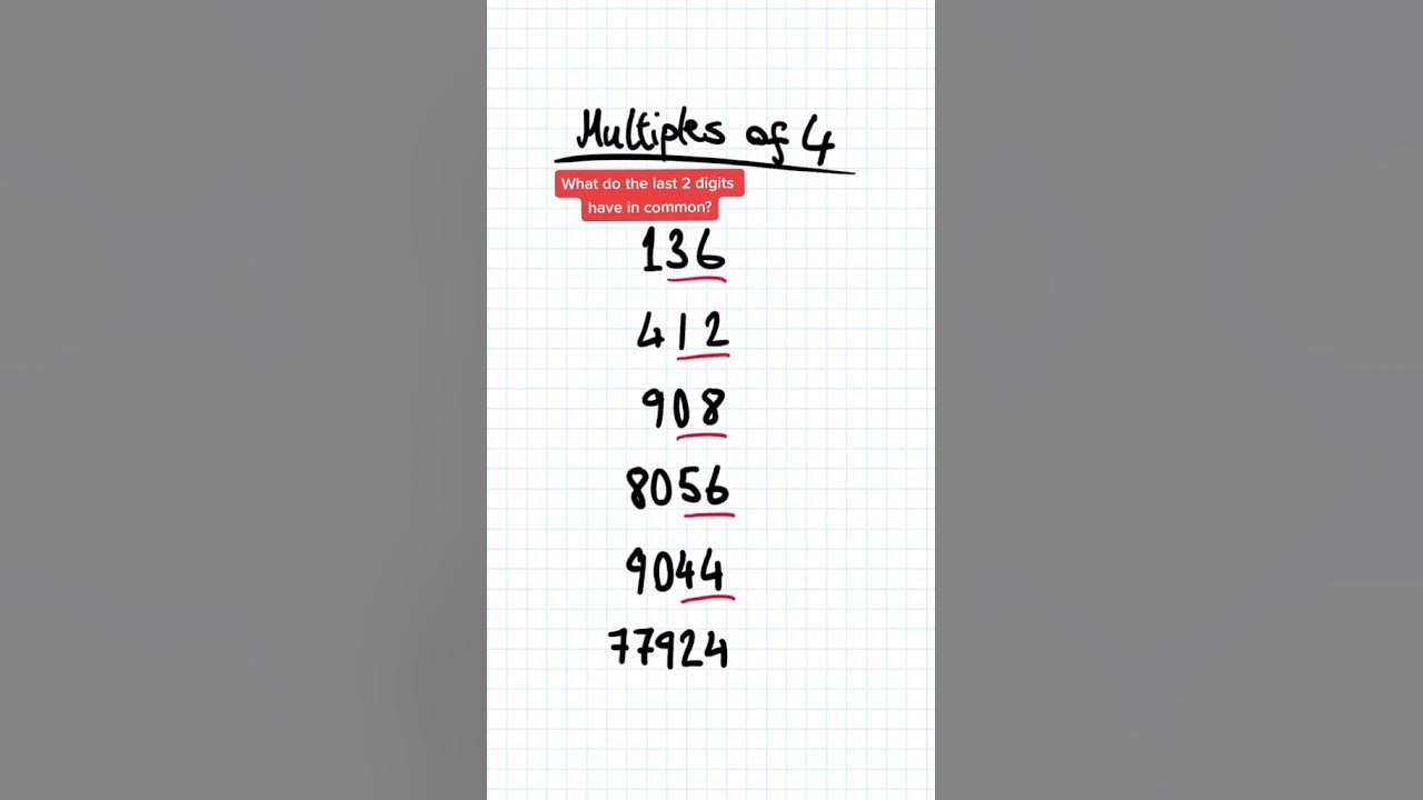 Multiples of 4: How to tell - YouTube
